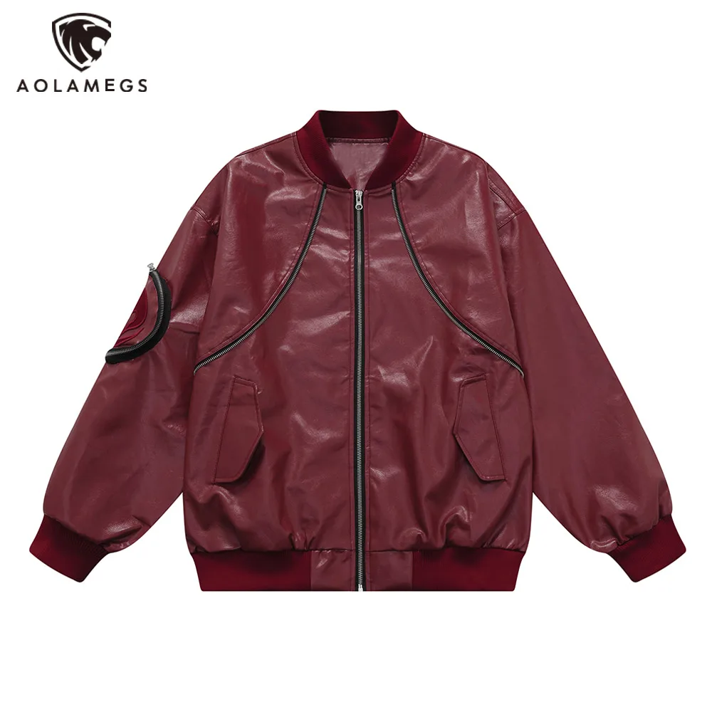 Hip Hop Bomber Jacket Men's Casual Motorcycle Streetwear Coats Multi ...