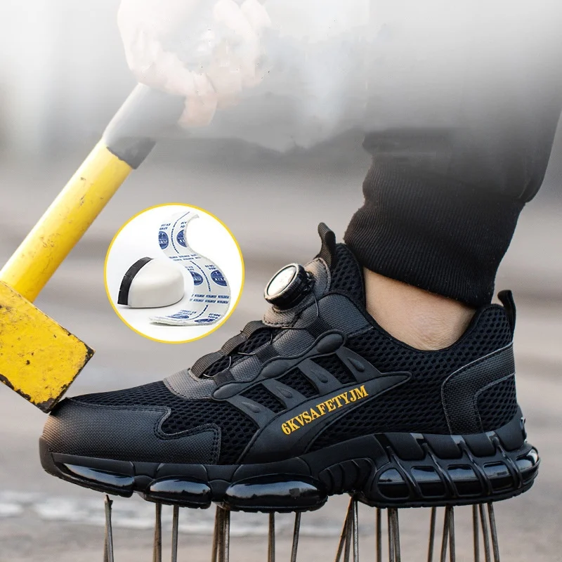 mens casual breathable plastic toe caps work shoes summer safety boots ...