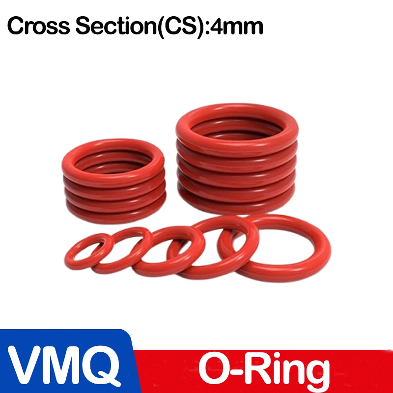 WD CS 4mm,Red Color Silicone Rubber O-RING VMQ Sealing Rings Repair ...