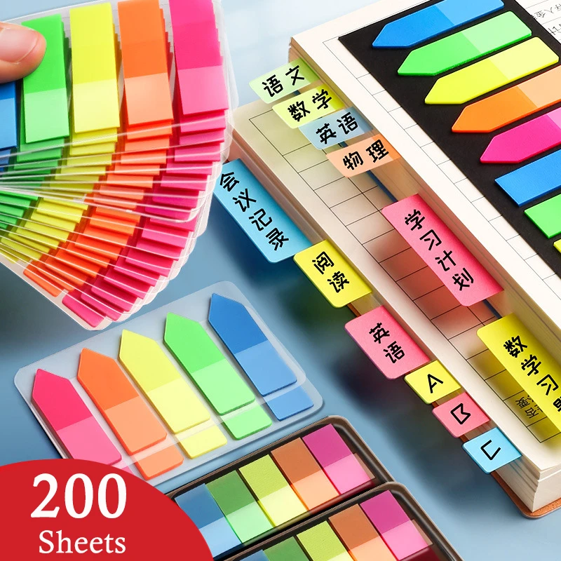 Color Fluorescent Sticky Note Paper Index Label Paper Writable Mark ...