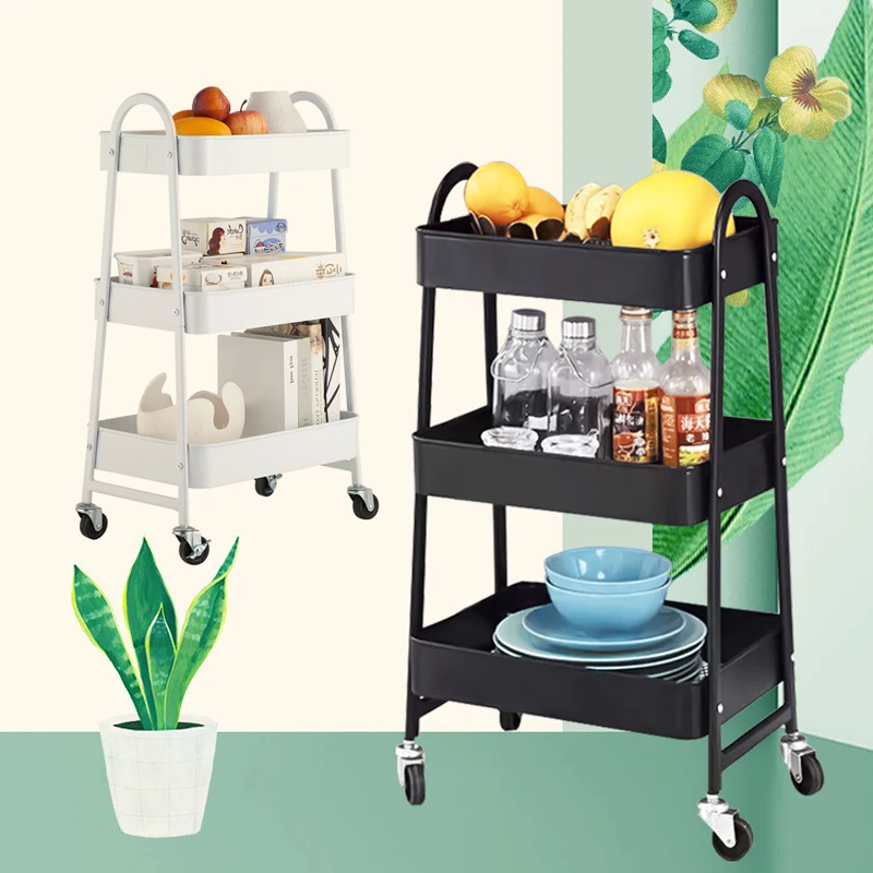 3-Tier-Mobile-Storage-Rack-Trolley-Metal-Utility-Cart-Snack-Shelf-With ...