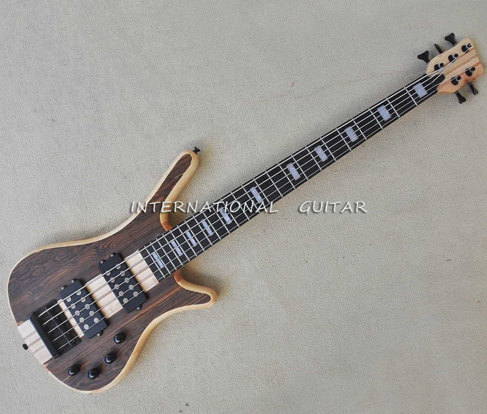 5-Strings-Neck-thru-body-Electric-Bass-with-Pearled-Inlay-Rosewood ...
