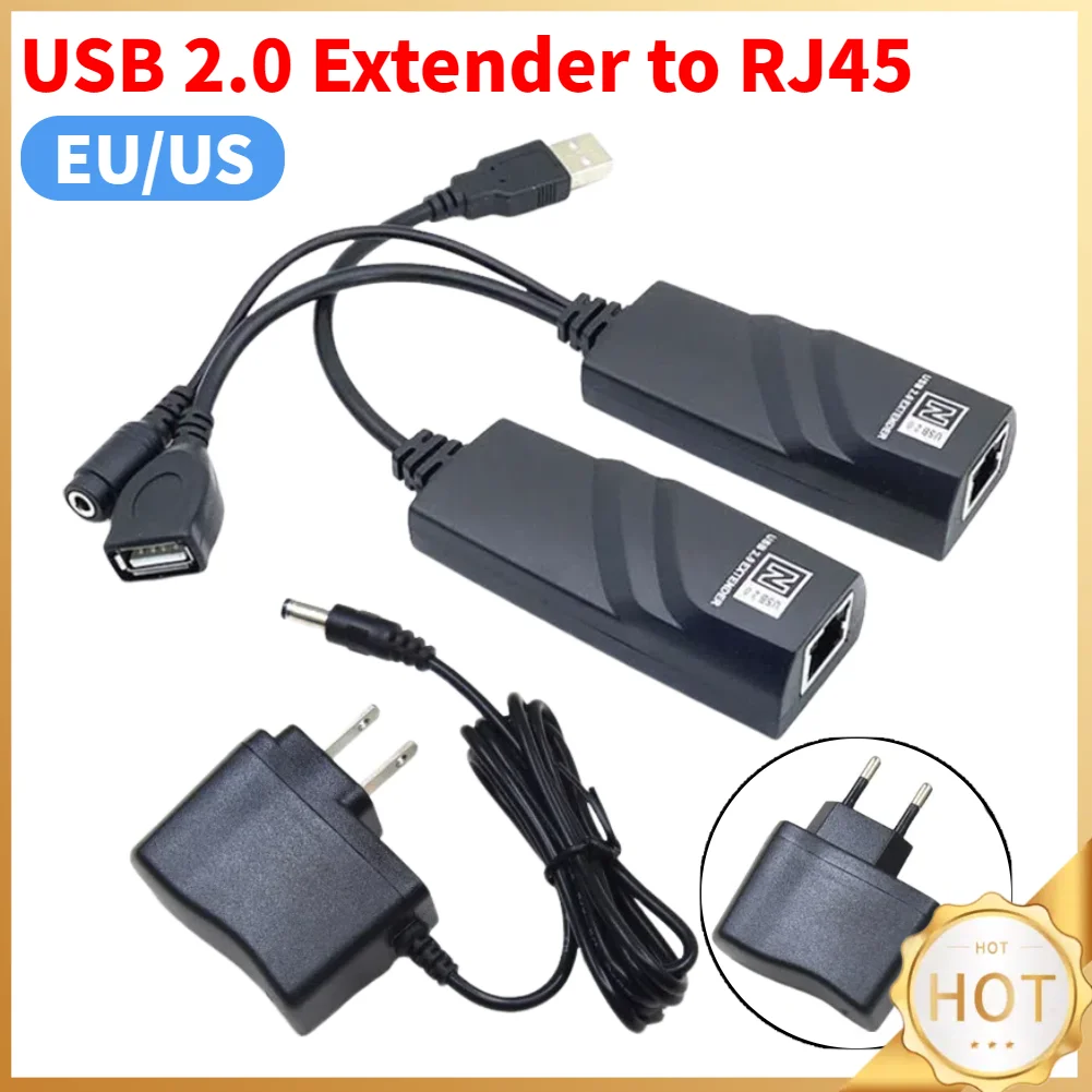 USB Ethernet Extender with Power Adapter USB 2.0 Network Cable Extender ...