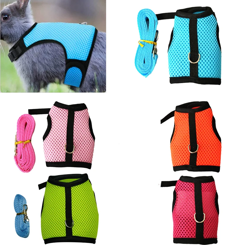 Pet-Accessories-Rabbit-Harnesses-Vest-Leashes-Set-Soft-Mesh-Harness ...