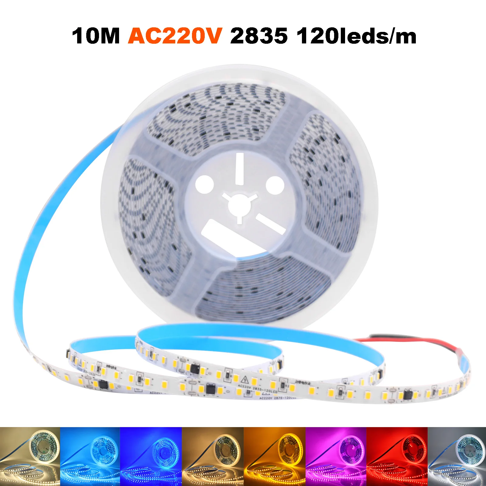 10m AC220V LED Strip Light 2835 120LEDs/M IP44 Flexible Ribbon Rope ...