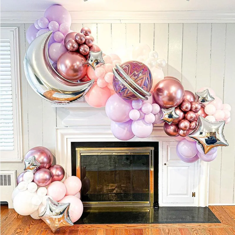 90Pcs-Moon-Star-Balloon-Garland-Arch-Kits-Space-4D-Round-Saturn-Ballons ...