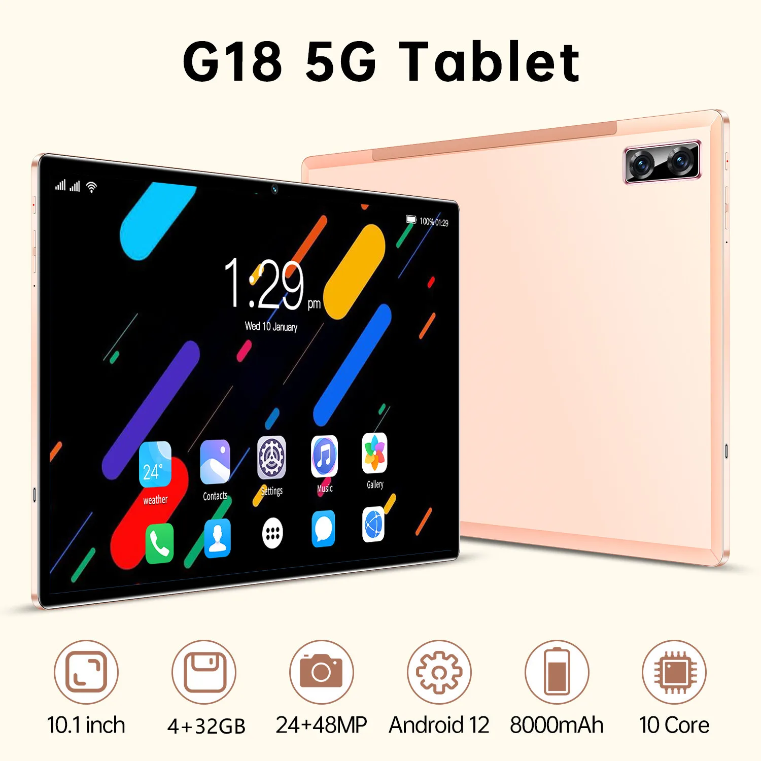 2023-Gobal-Version-Tablet-G18-10-1-Inch-Android-12-Bluetooth-4GB-32GB ...