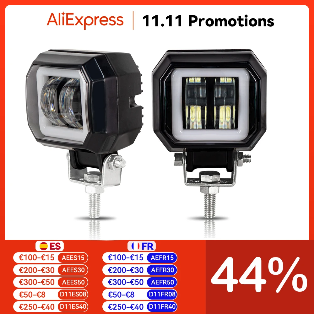 2PCS-1PC-Waterproof-Square-Angel-Eyes-LED-light-Fog-Lamp-Portable ...