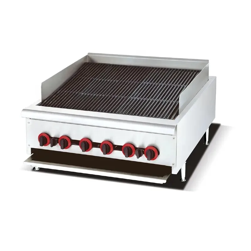 6-Burner-Lava-Rock-Grill-Commercial-Table-Top-Cooking-Griddle-American ...