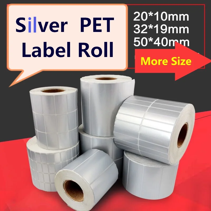 Matte Silver Pet Label 10mm ~60mm Width, Difference Size, Silver Matte ...