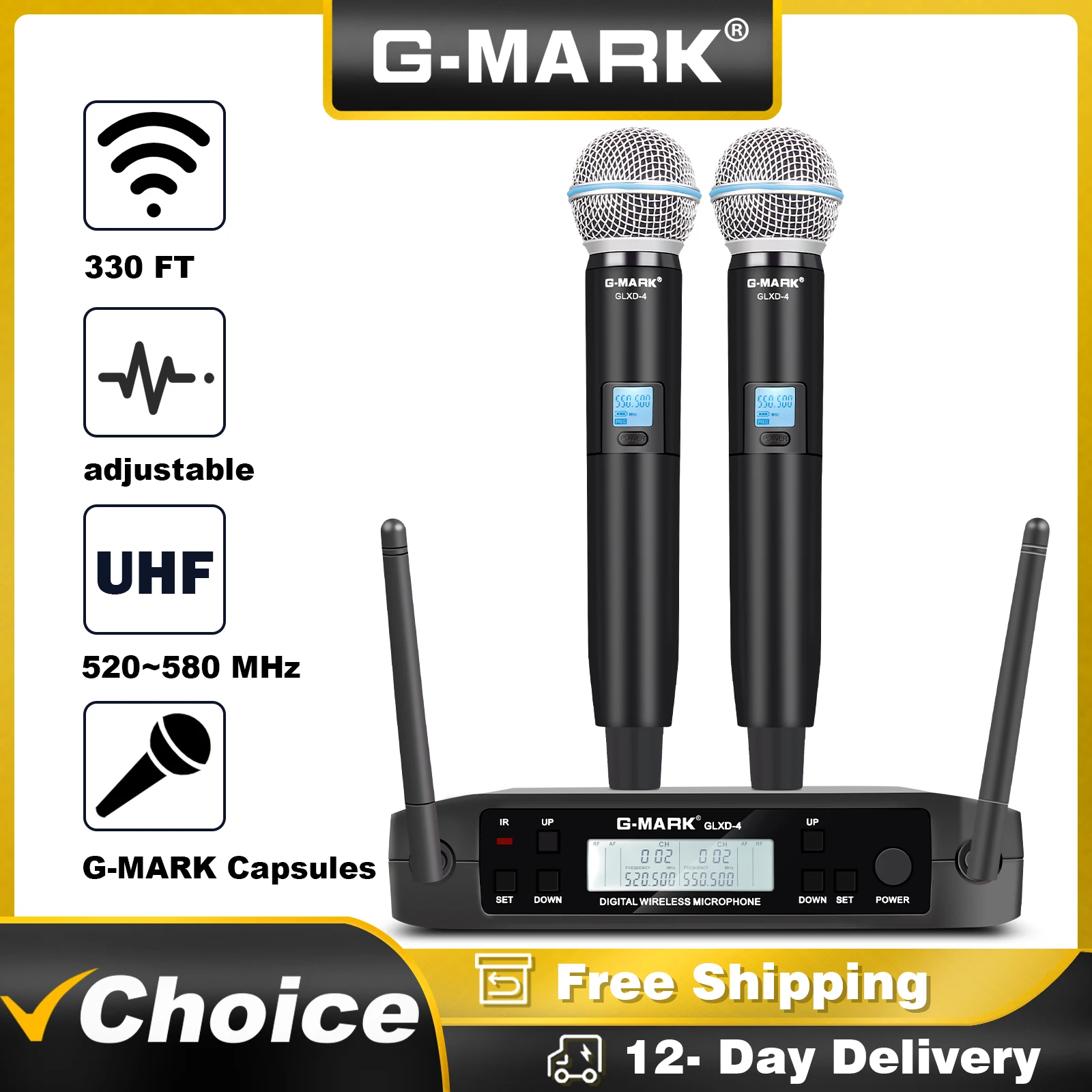 Wireless-Microphone-G-MARK-GLXD4-Professional-UHF-System-Handheld-Mic-Bodypack-Mic-For-Stage ...
