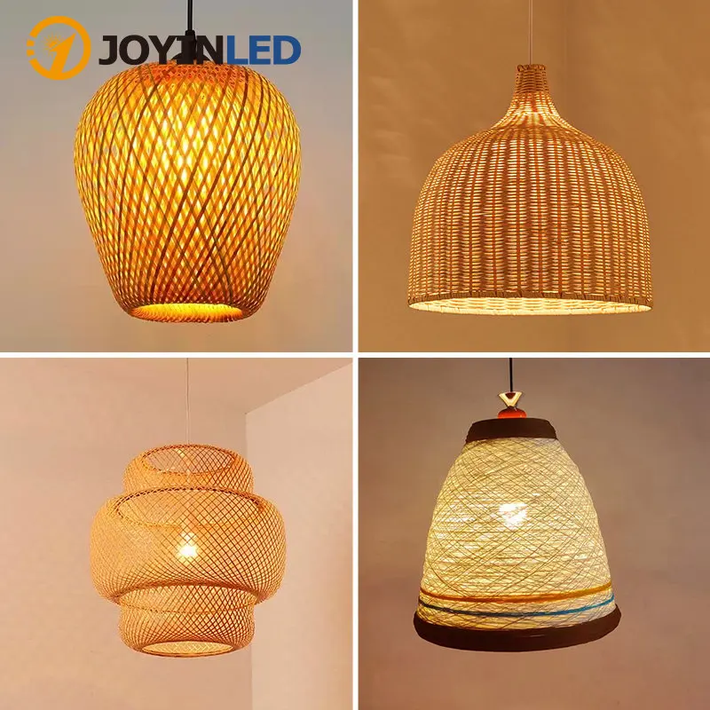 Bambu Tecelagem Candelabro Lâmpada, Handmade Pendant Light, Pendurado ...