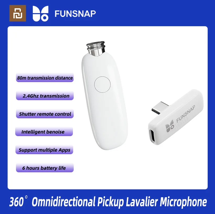 FUNSNAP-Mic-Tok-Wireless-Lavalier-Recording-2-4-GHz-Microphone-USB-C ...