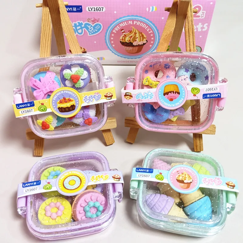 New-Style-Dessert-Cake-Mini-Eraser-Set-DIY-Ice-Cream-Donut-Student ...