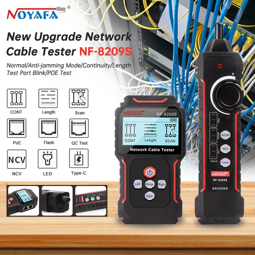 Noyafa-NF-8209S-Netwerk-Kabel-Tester-Kabel-Tracker-Cat5-Cat6-Poe-Tester ...