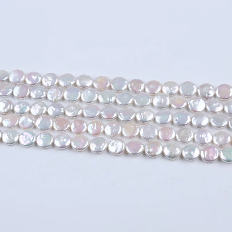 11-13mm different quality Coin Shape Natural White Beads String ...
