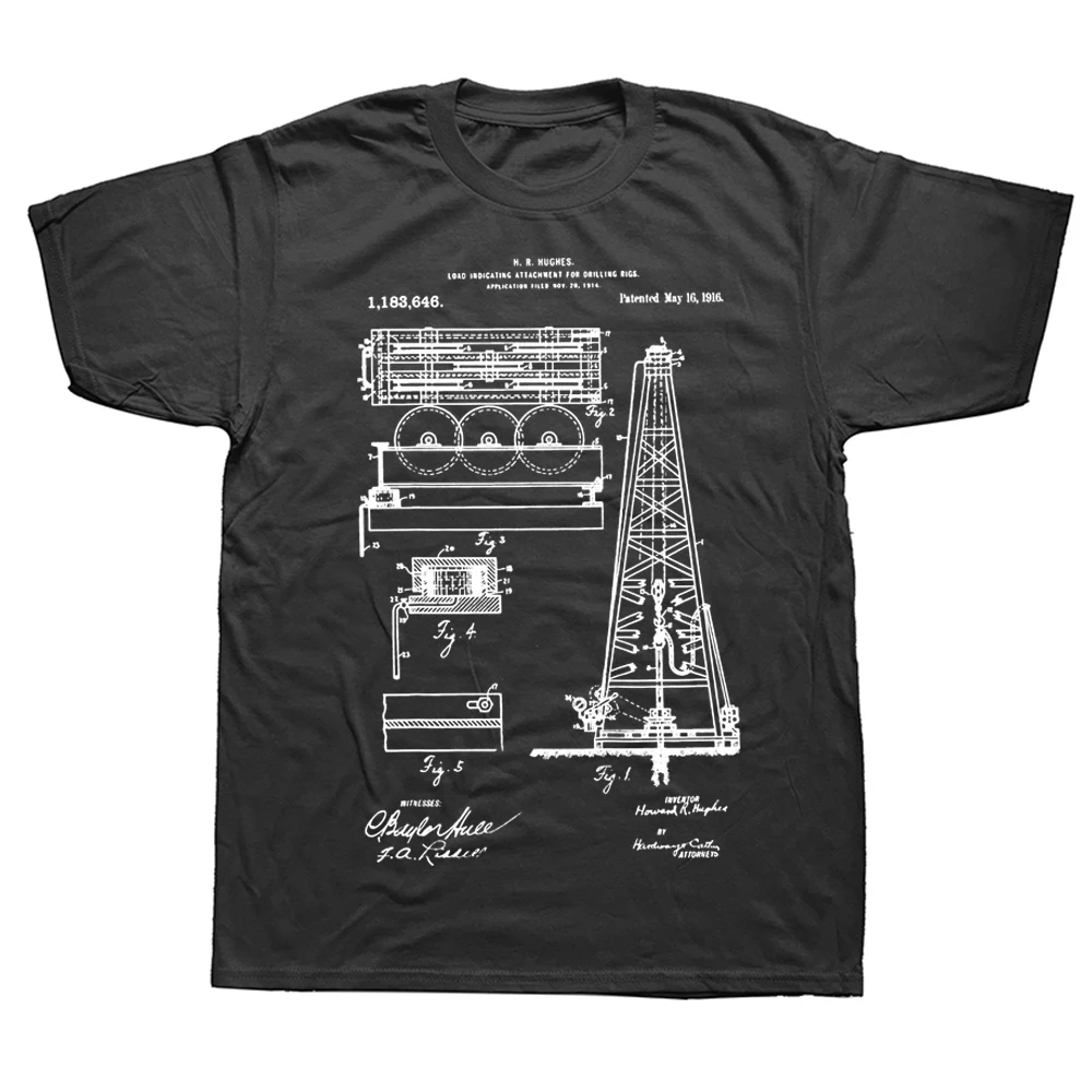 Novelty Oil Drilling Rig Patent Oilfield Driller T Shirts Streetwear ...