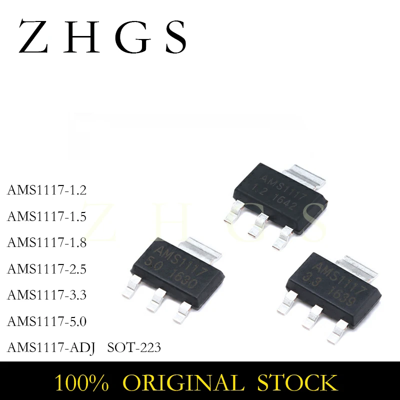 100PCS AMS1117-ADJ AMS1117-5.0 AMS1117-3.3 AMS1117-1.2 AMS1117-1.5 ...