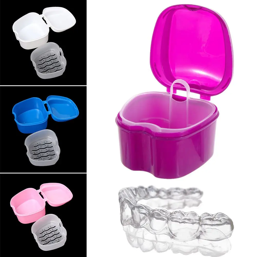 Denture-Bath-Box-Case-Dental-False-Teeth-Storage-Box-with-Hanging-Net ...