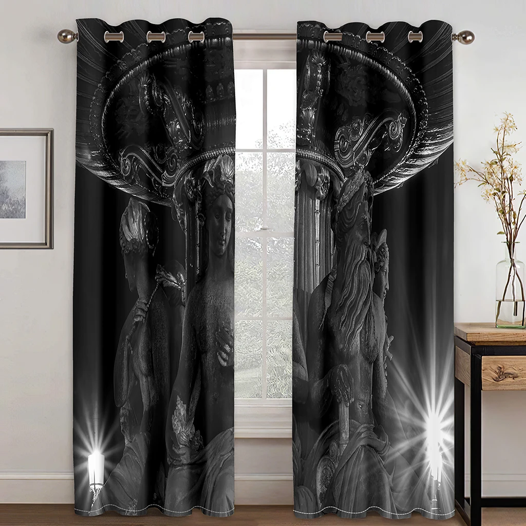 European Church Angel Aperture Luxury Curtains for Living Room Bedroom ...