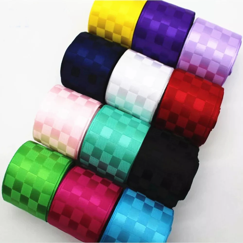 10-Yards-38MM-Lattice-Cubic-Plaid-Double-Sided-Ribbon-DIY-Package ...