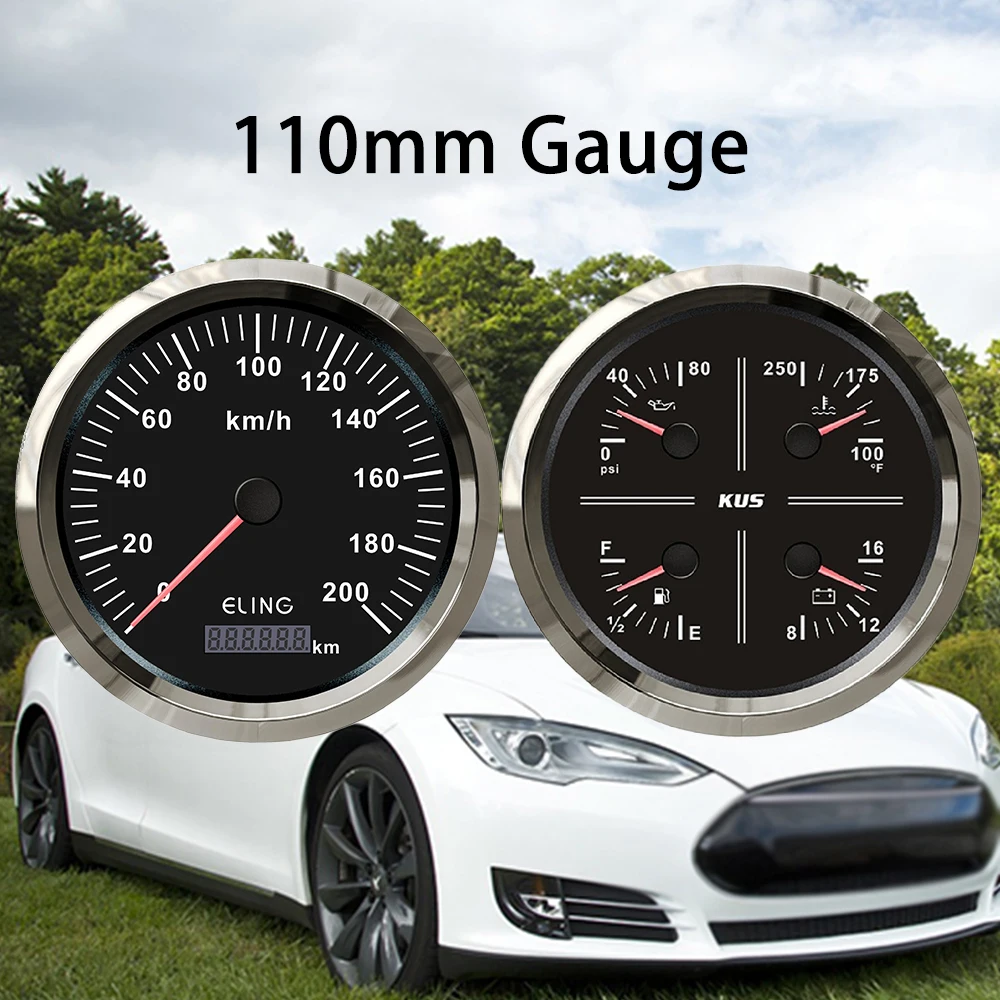 2-Gauge-Set-110MM-GPS-Speedometer-4-in-1-Multi-function-Gauge-Oil ...