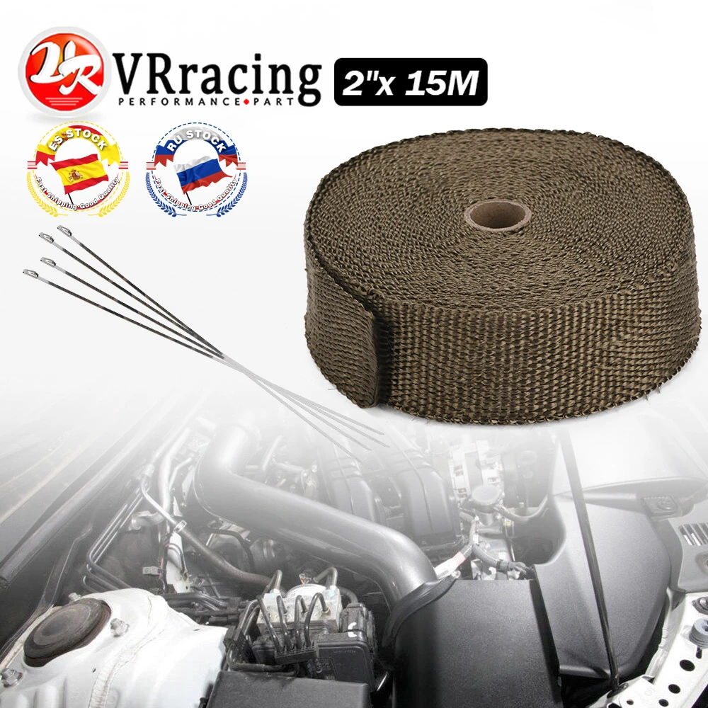 VR -2"X15meter TITANIUM TURBO MANIFOLD HEAT EXHAUST THERMAL WRAP TAPE ...