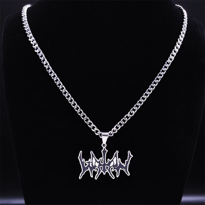 Black metal necklace store