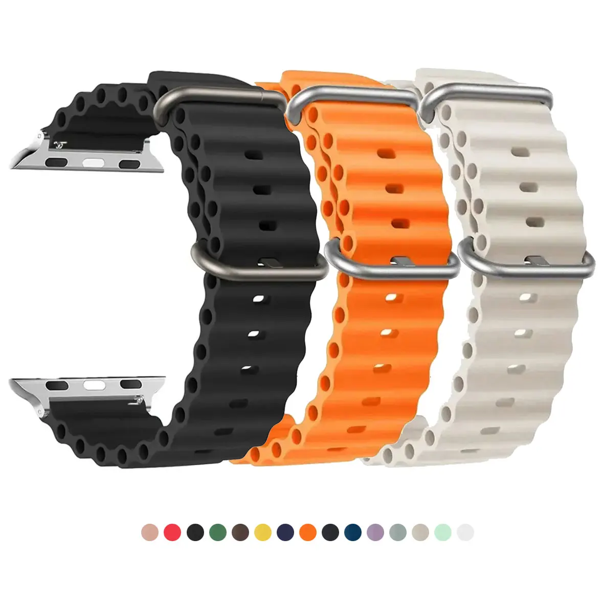 Silicone-Ocean-strap-for-Apple-watch-band-Ultra-2-Series-9-SE-iwatch ...
