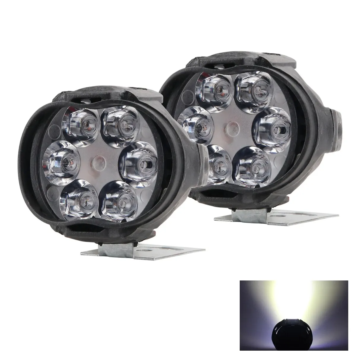 2pcs Work Lights 6 Led Motorcycle Headlight Spot Light Waterproof Super
