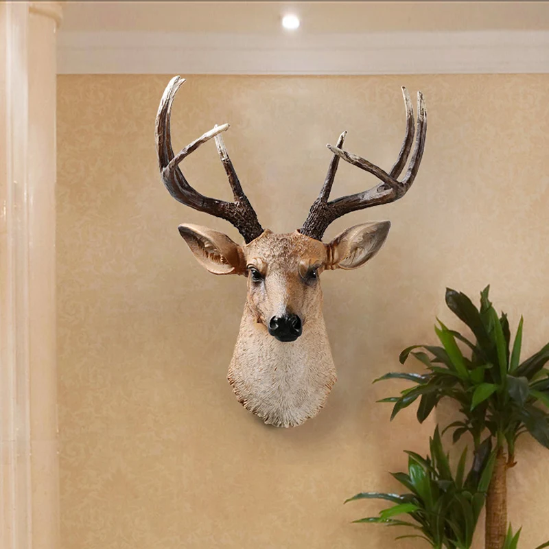 American-realistic-deer-head-wall-hanging-animal-head-resin-pendant ...