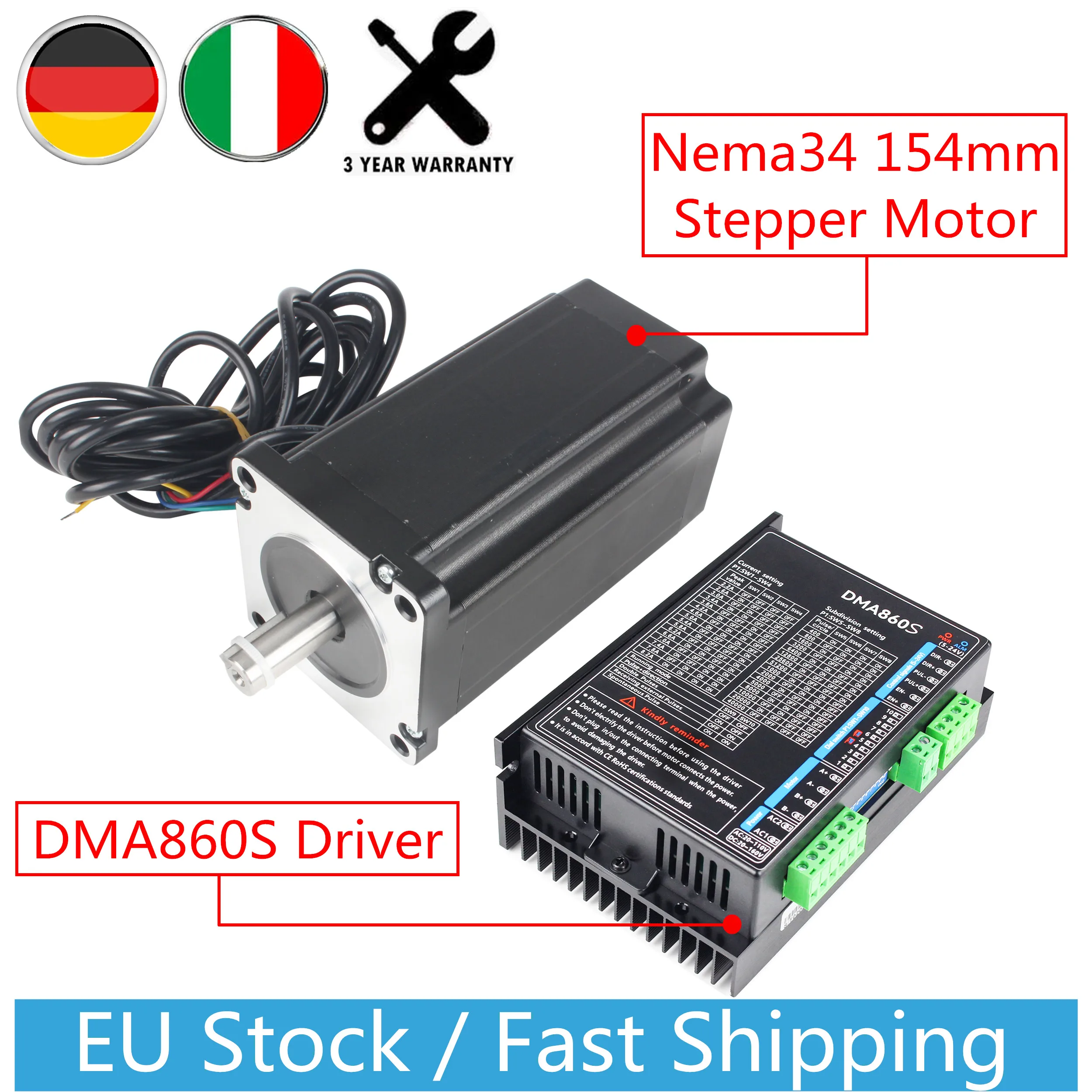 【EU Stock】Nema34 Open Loop Stepper Motor 86 Stepping Engine Motors 11N ...