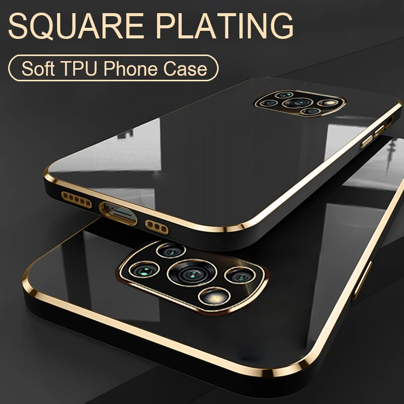 Luxury Square Plating Case For XiaoMi Poco X3 Pro X3 NFC X4 Pro Soft ...