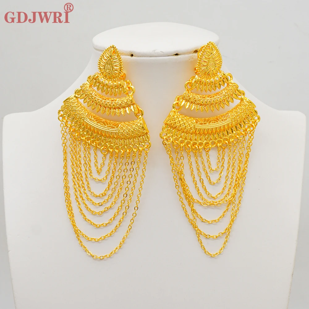 Luxury-African-Gold-Color-Tassel-Drop-Dangle-Earring-For-Wedding-Party ...