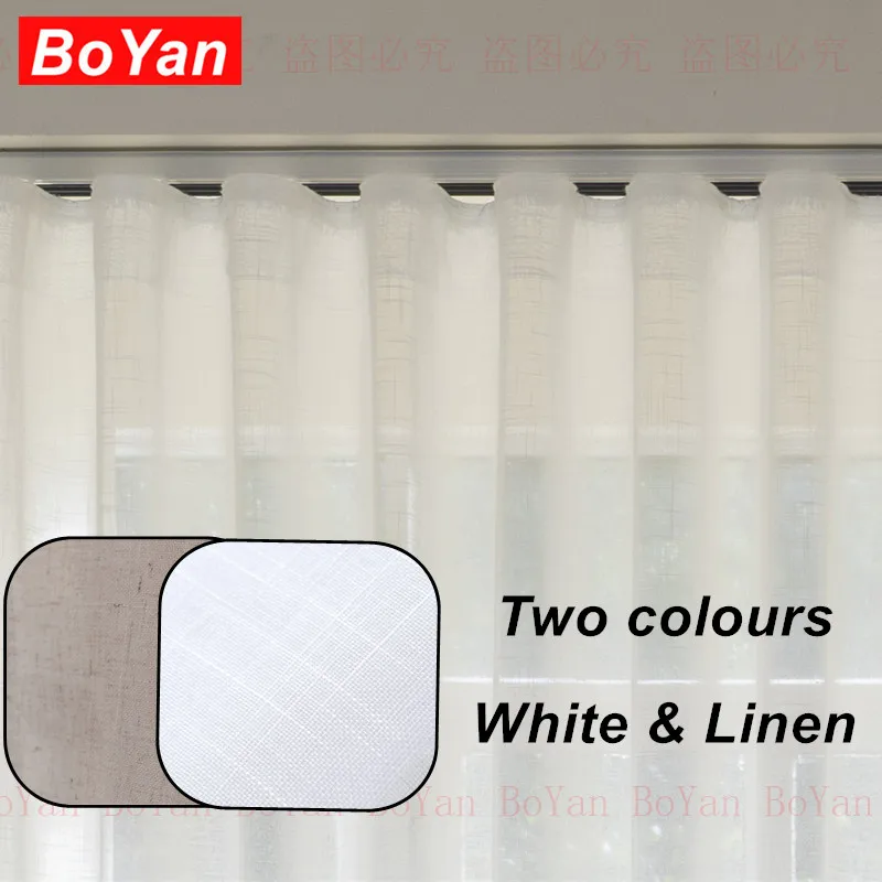 Waves S Folds Cream White Linen Like Sheer Window Curtains for Living ...