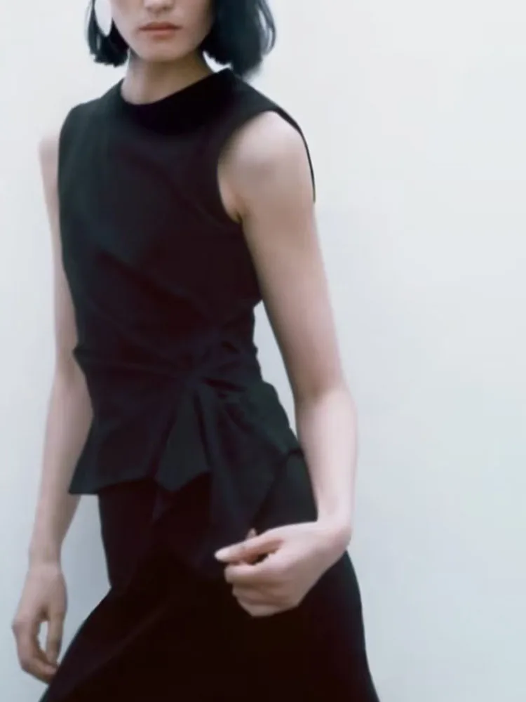 Spring-New-Women-s-Asymmetric-Hem-Back-Panel-Seam-Dark-Zip-Closed-Black ...