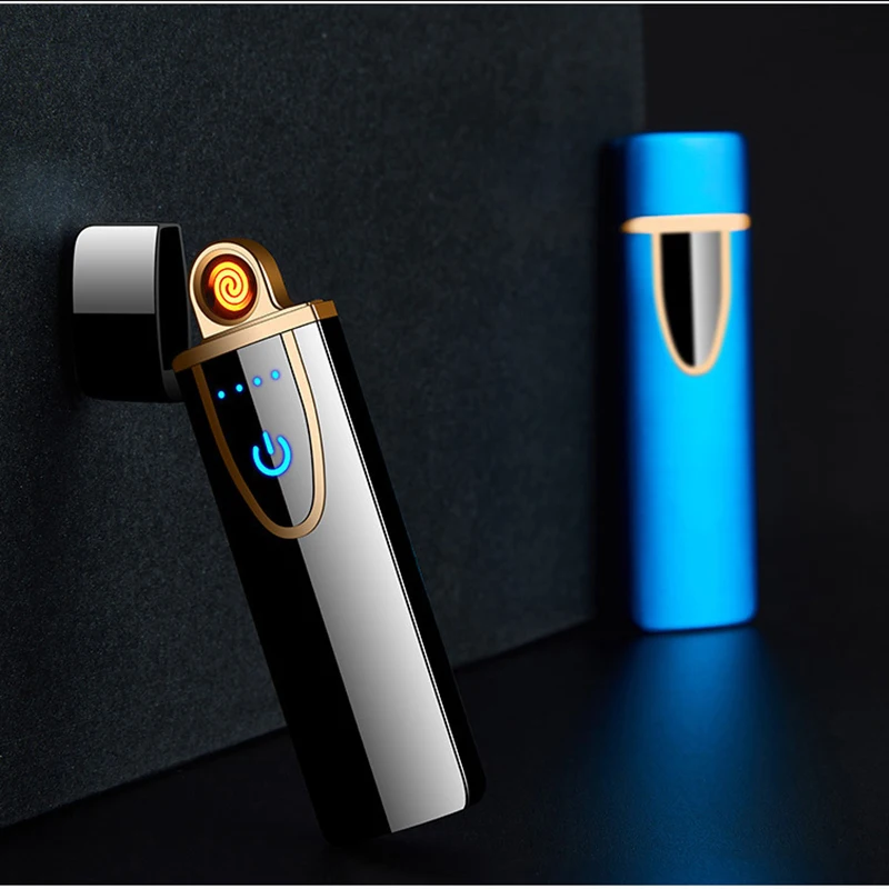 Electric-Lighter-Plastic-Windproof-Flameless-Touch-Induction-USB ...