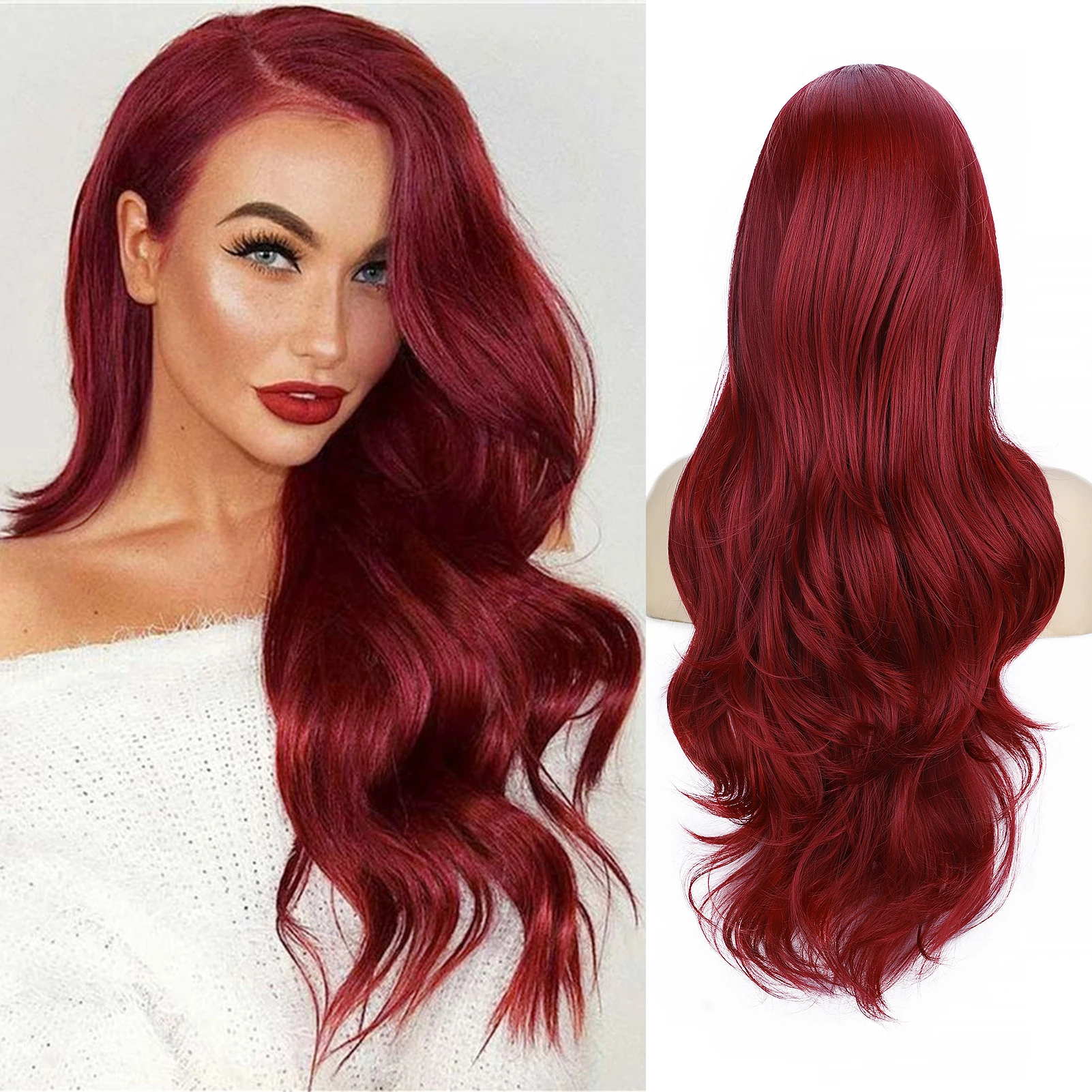 I-s-a-wig-Long-Red-Wavy-Middle-Part-Wigs-for-Women-Synthetic-Wigs-for ...