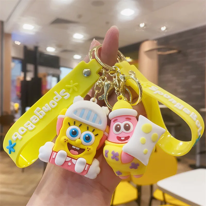 Bandai-Genuine-3D-SpongeBob-SquarePants-Keychains-Cute-PVC-Squidward ...