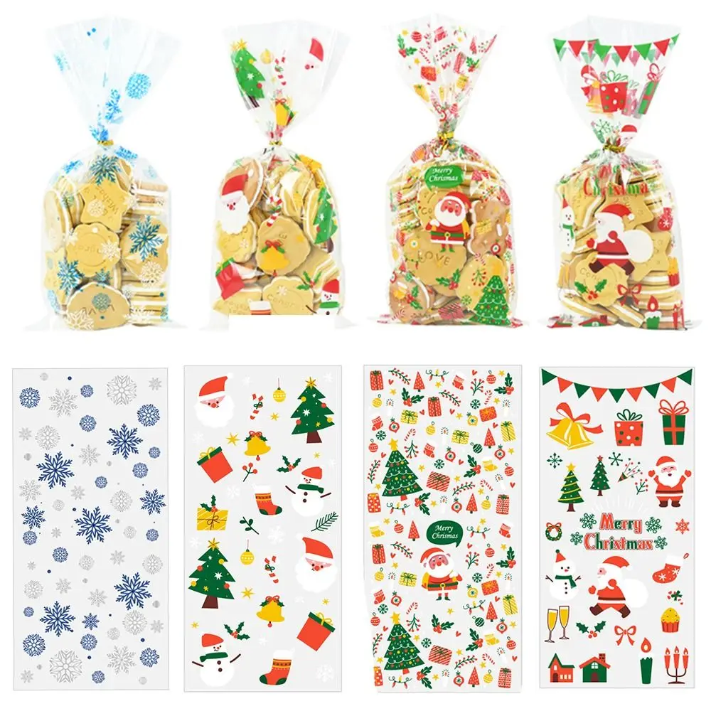 50PCS-Christmas-Candy-Bags-Santa-Claus-Plastic-Cellophane-Cookie ...