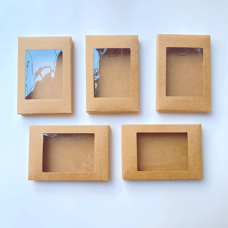 30pcs-Kraft-Box-with-Window-Christmas-Gift-Box-Flat-Cardboard-Boxes ...