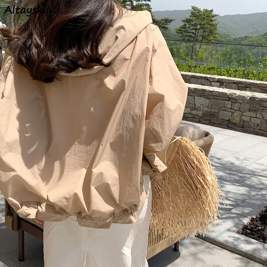 Hooded-Summer-Jackets-Women-Loose-Pure-Simple-All-match-Sun-proof-Basic ...