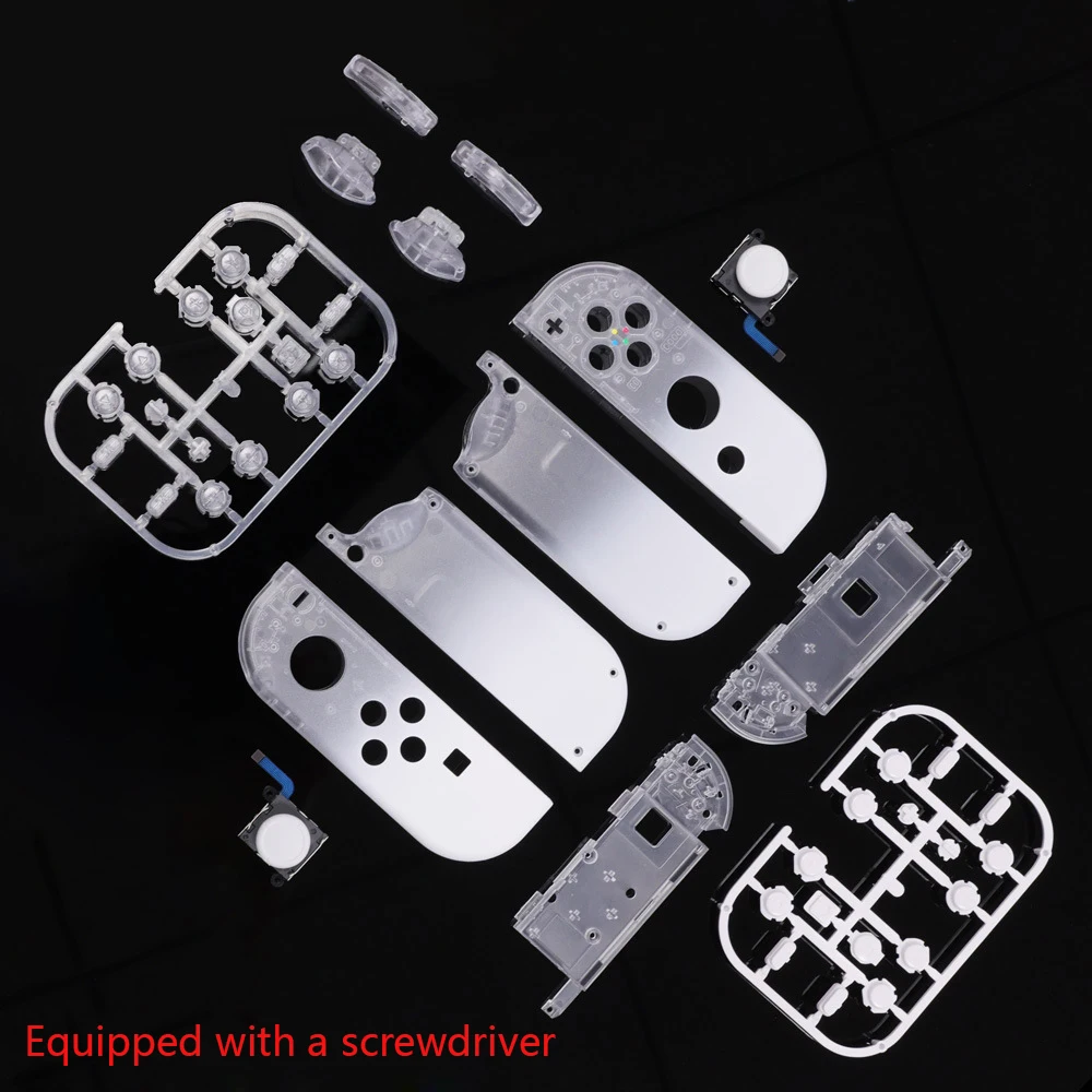 For-Switch-Oled-Replacement-Clear-Transparent-Shell-Cover-SL-SR-Buttons ...