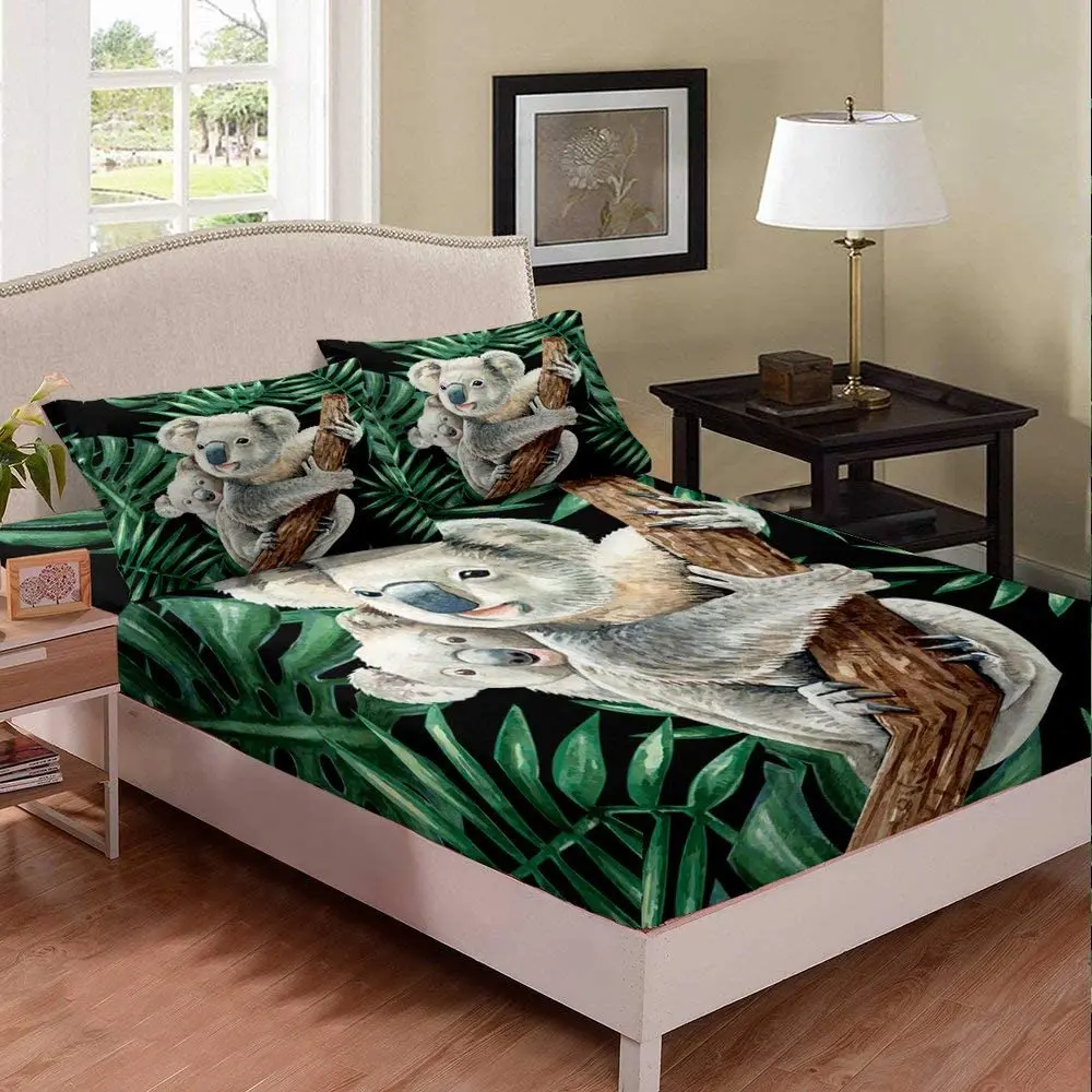 Koala-Fitted-Sheet-Cartoon-Cute-Koala-Bed-Sheet-Twin-for-Kids-Boys ...