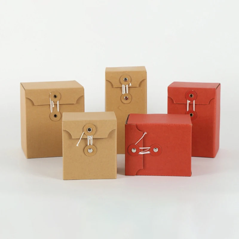 5pcs Recycled Corrugated Cardboard Box String And Button Closure Kraft ...