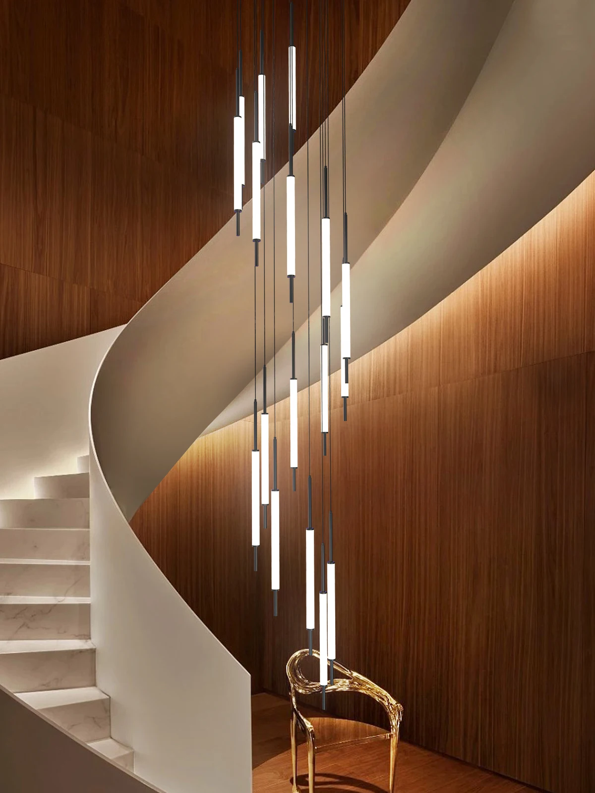 Longa-L-mpada-Pendurada-para-Duplex-Stair-Lobby-Sala-de-Estar-Lustre ...