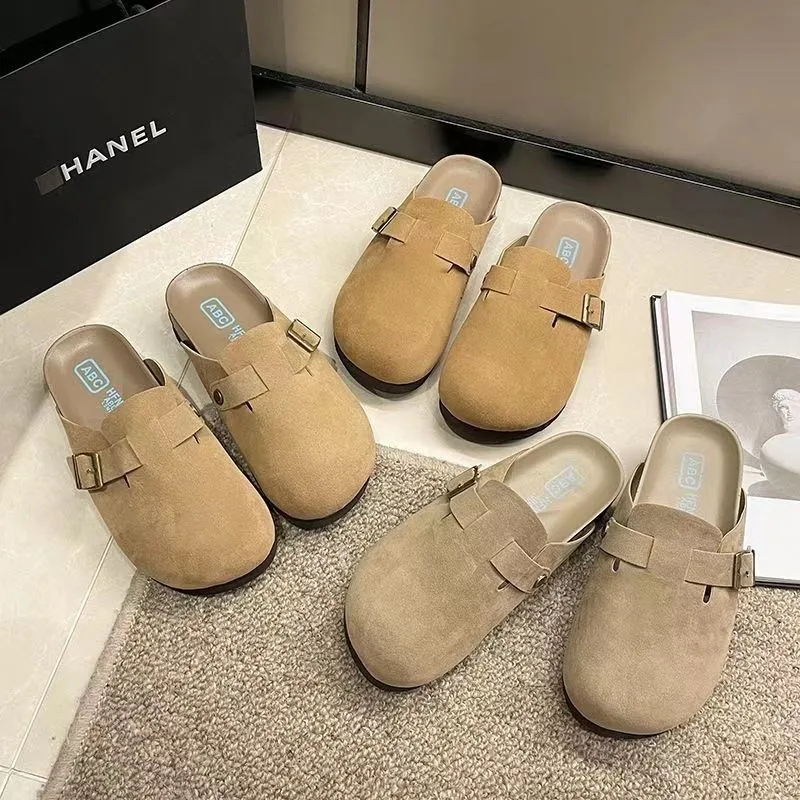 Zapatillas-de-cuero-de-vaca-Natural-para-mujer-chanclas-cl-sicas-de ...