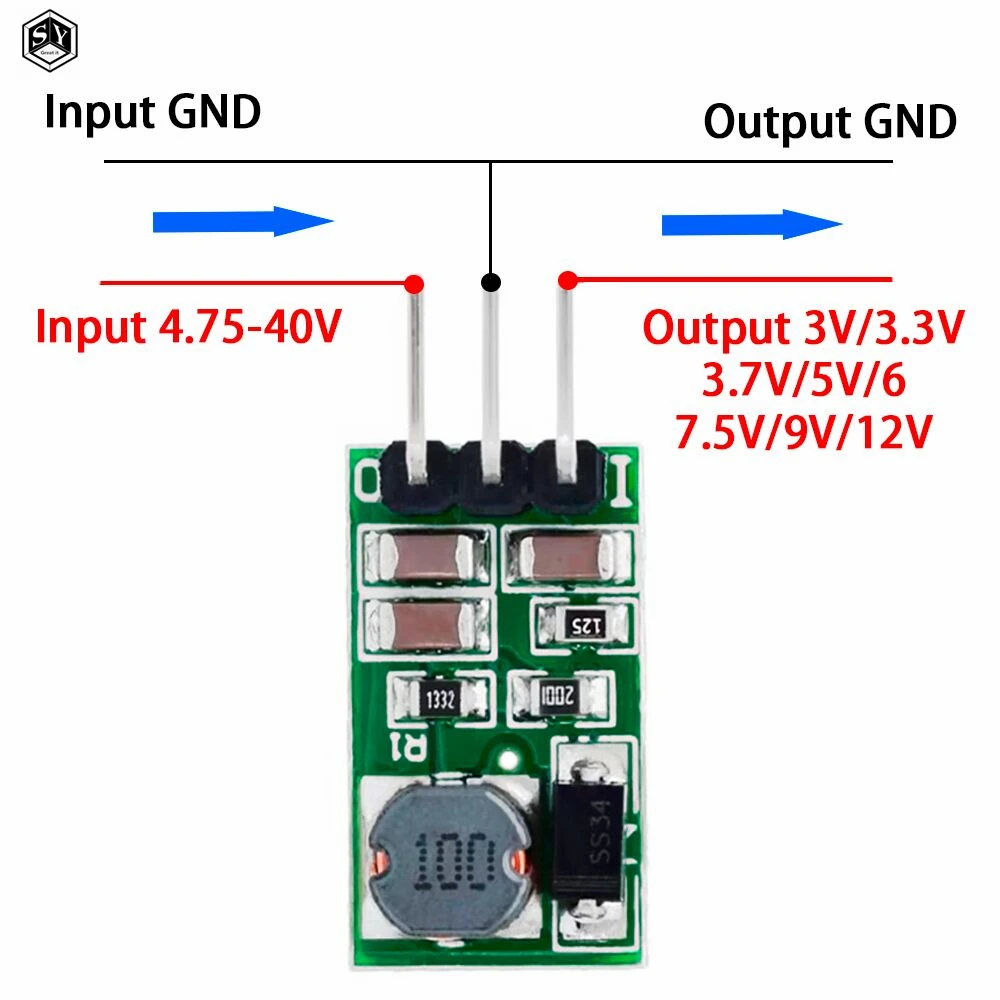 DD4012SA 1A DC 5-40V to 3V 3.3V 3.7V 5V 6V 7.5V 9V 12V Regulator DC-DC ...