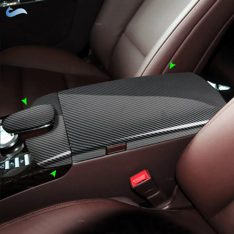 ABS Carbon Fiber Style Center Control Armrest Box Phone Cover Dial Pad ...