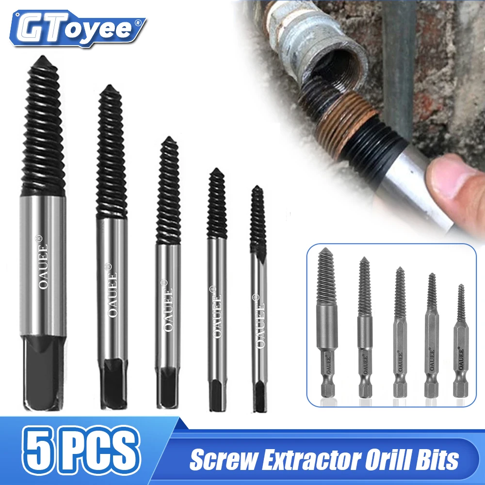 5Pcs-Screw-Extractor-Drill-Bit-Set-Left-Hand-Bit-Set-Bolt-Remover ...